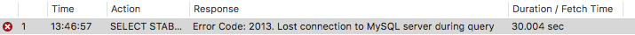 Query Timeout In Mysql Workbench Error Code 2013 Lost Connection To Mysql Server During